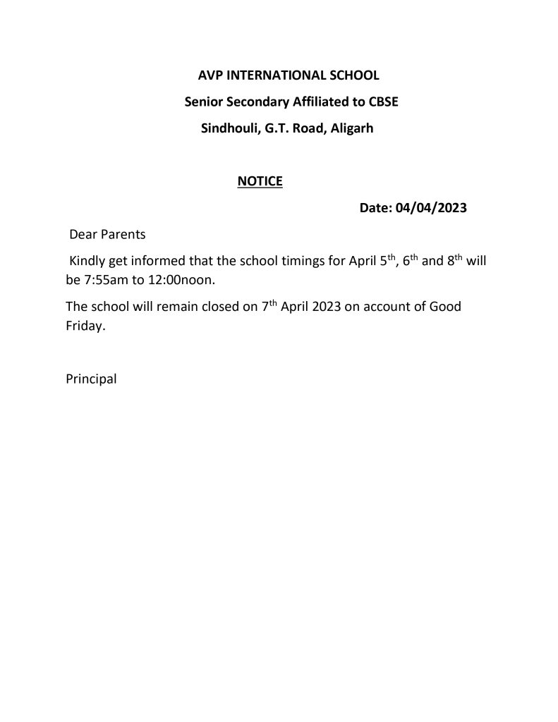 Circulars - AVP International School